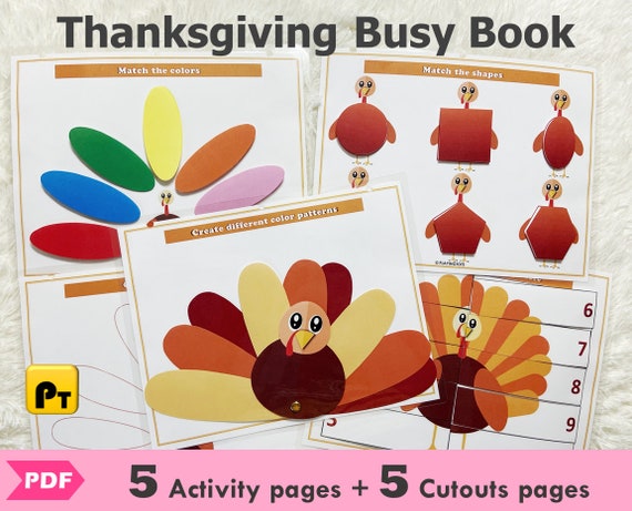 Turkey Themed Busy Book Printable for Toddlers Thanksgiving | Etsy
