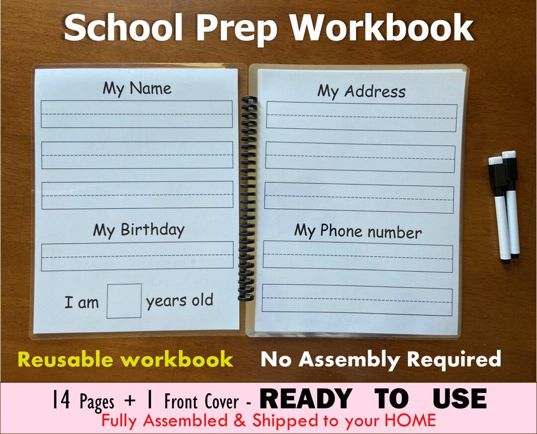 School Prep Workbook, Fully Assembled, Toddler Worksheets, Preschool ...