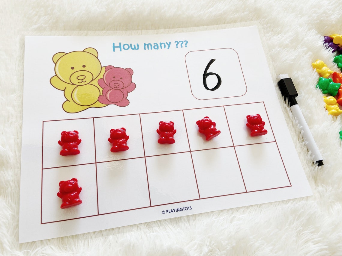 Bear Counters Learning Mats Printable Learning Binder Busy - Etsy