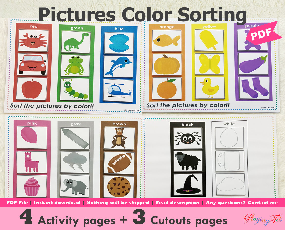 Pictures Color Sorting Activity Printable Colors Matching | Etsy