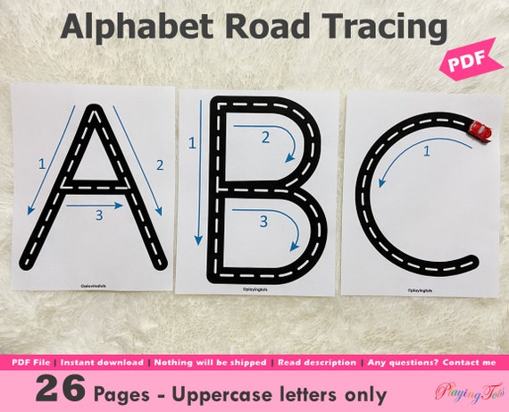 Alphabet Tracing Road Mats Printable Uppercase Letters - Etsy Singapore