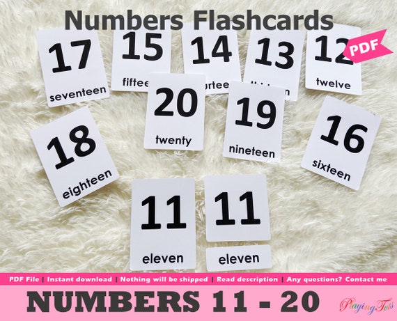 Number Flashcards Printable Numbers 11 to 20 Cards | Etsy