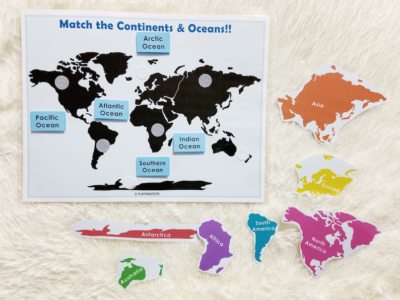 Continents and Oceans Matching Activity Printable, Continents of the ...