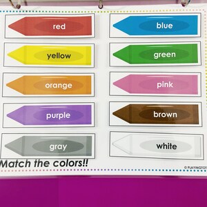 Colors Matching Toddler Busy Book Pages Printable, Learning Binder ...