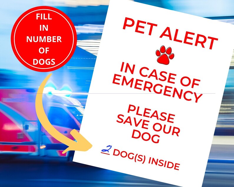 Pet Alert Dog Inside Emergency Sign Digital Download Printable - Etsy