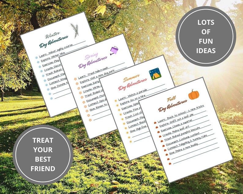 Dog Bucket List 4 Seasons Digital Download Printable - Etsy