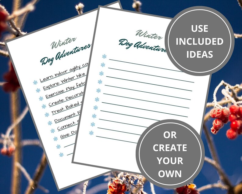 WINTER Dog Bucket List Adventure Activities Digital Download Printable ...