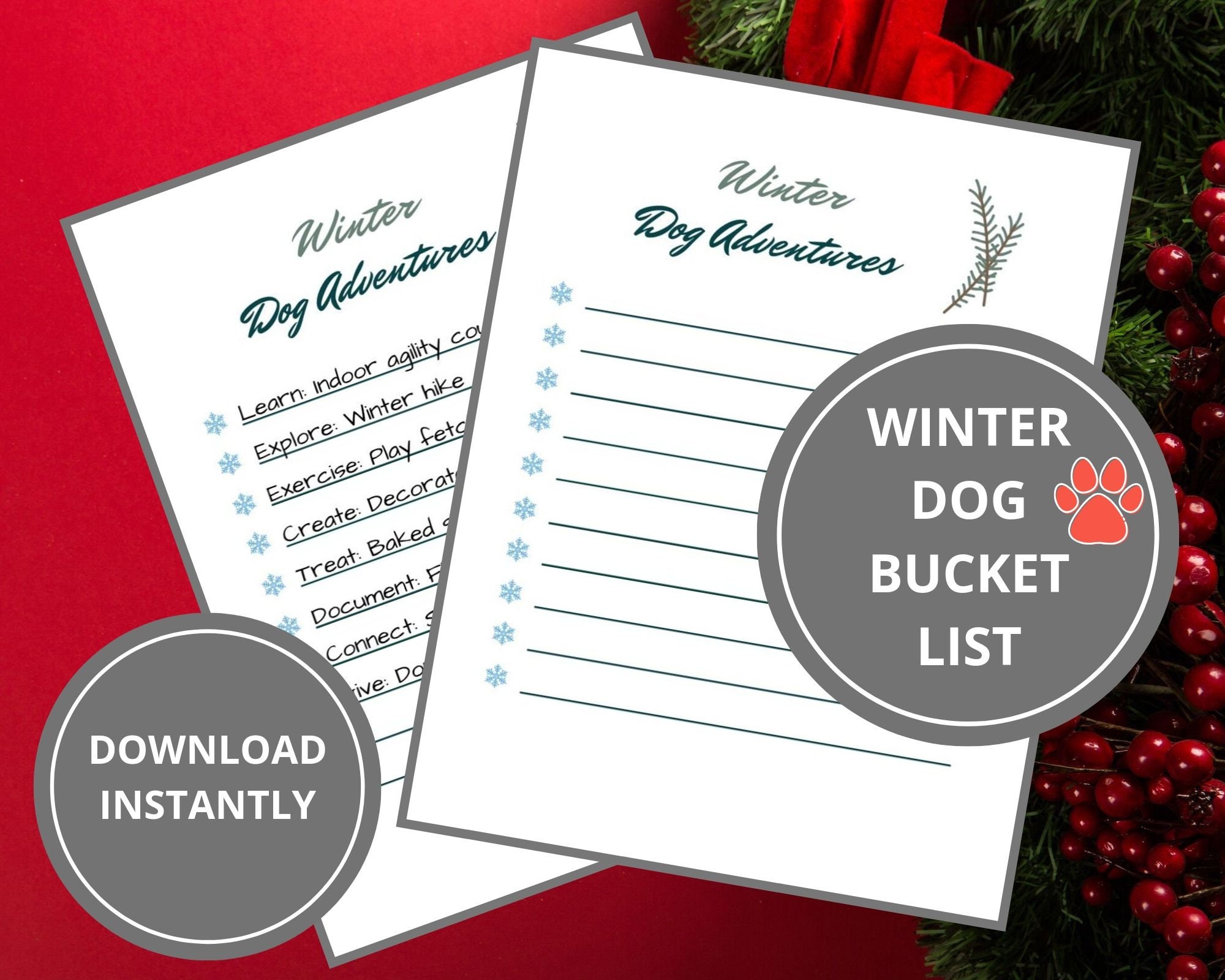 WINTER Dog Bucket List Adventure Activities Digital Download Printable ...