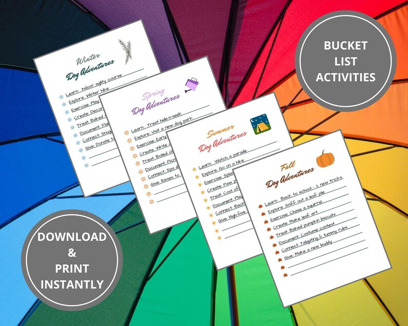 Dog Bucket List 4 Seasons Digital Download Printable - Etsy