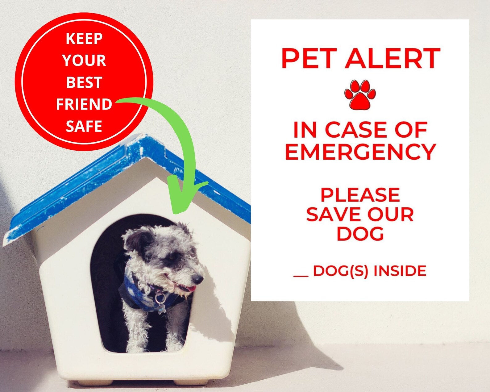 Pet Alert Dog Inside Emergency Sign Digital Download Printable - Etsy
