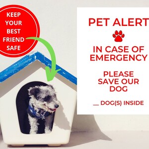 Pet Alert Dog Inside Emergency Sign Digital Download Printable - Etsy