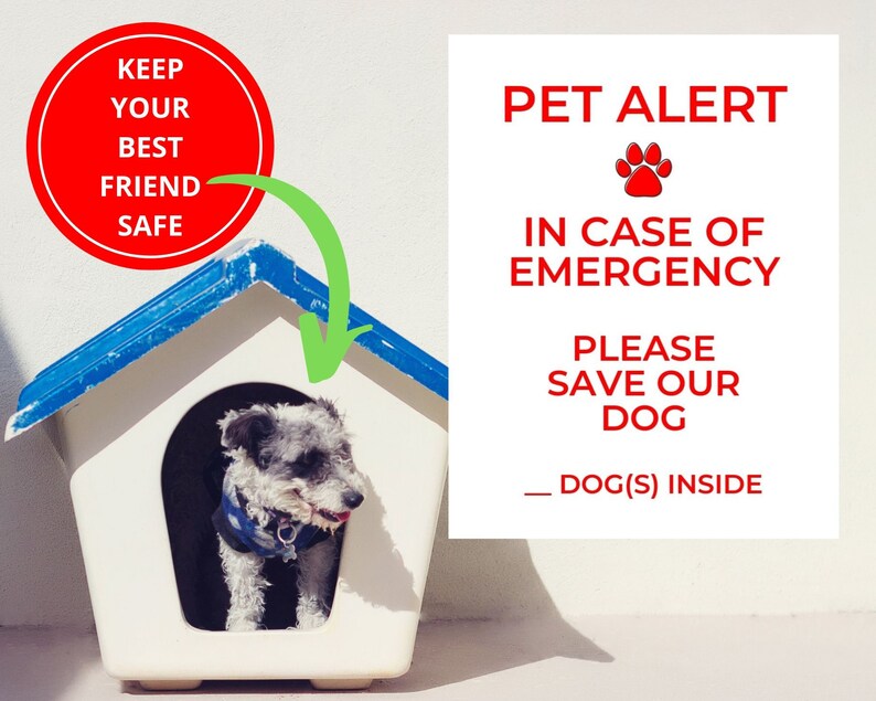 Pet Alert Dog Inside Emergency Sign Digital Download Printable - Etsy