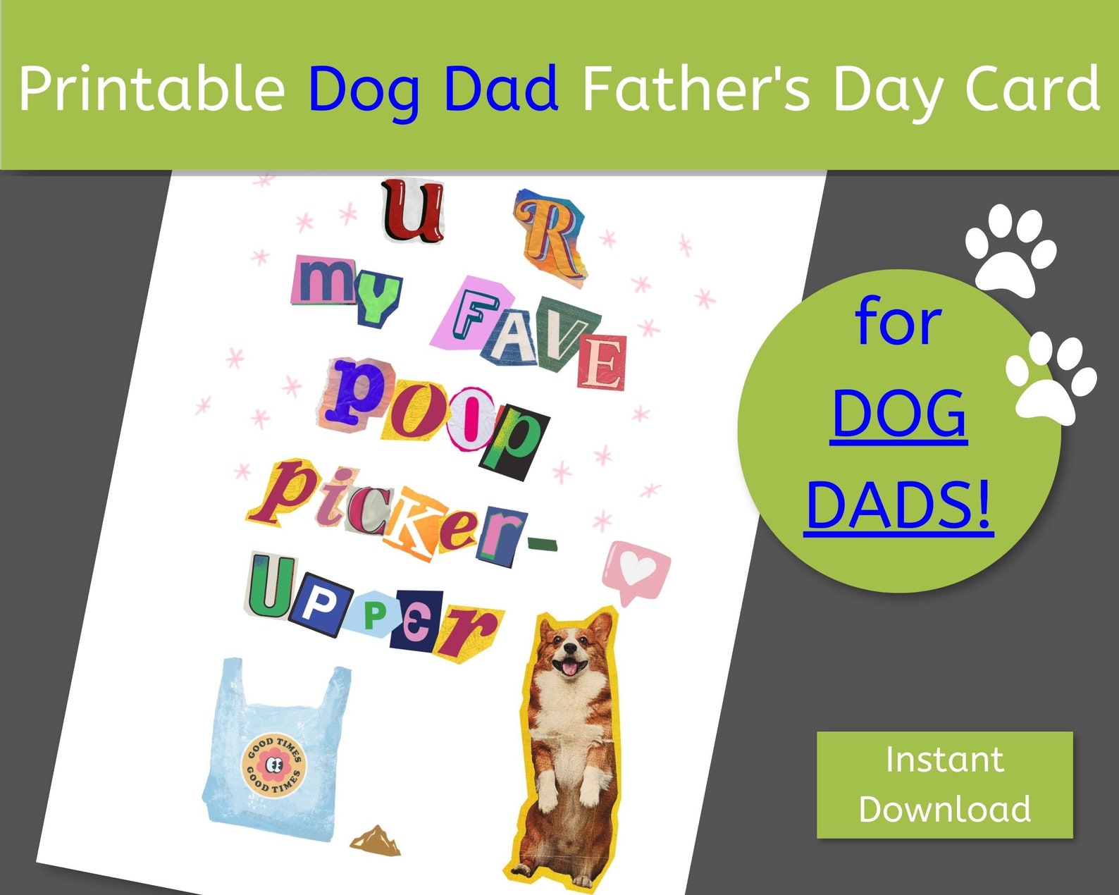 Father's Day Dog Dad Poop Humor Printable Card - Etsy