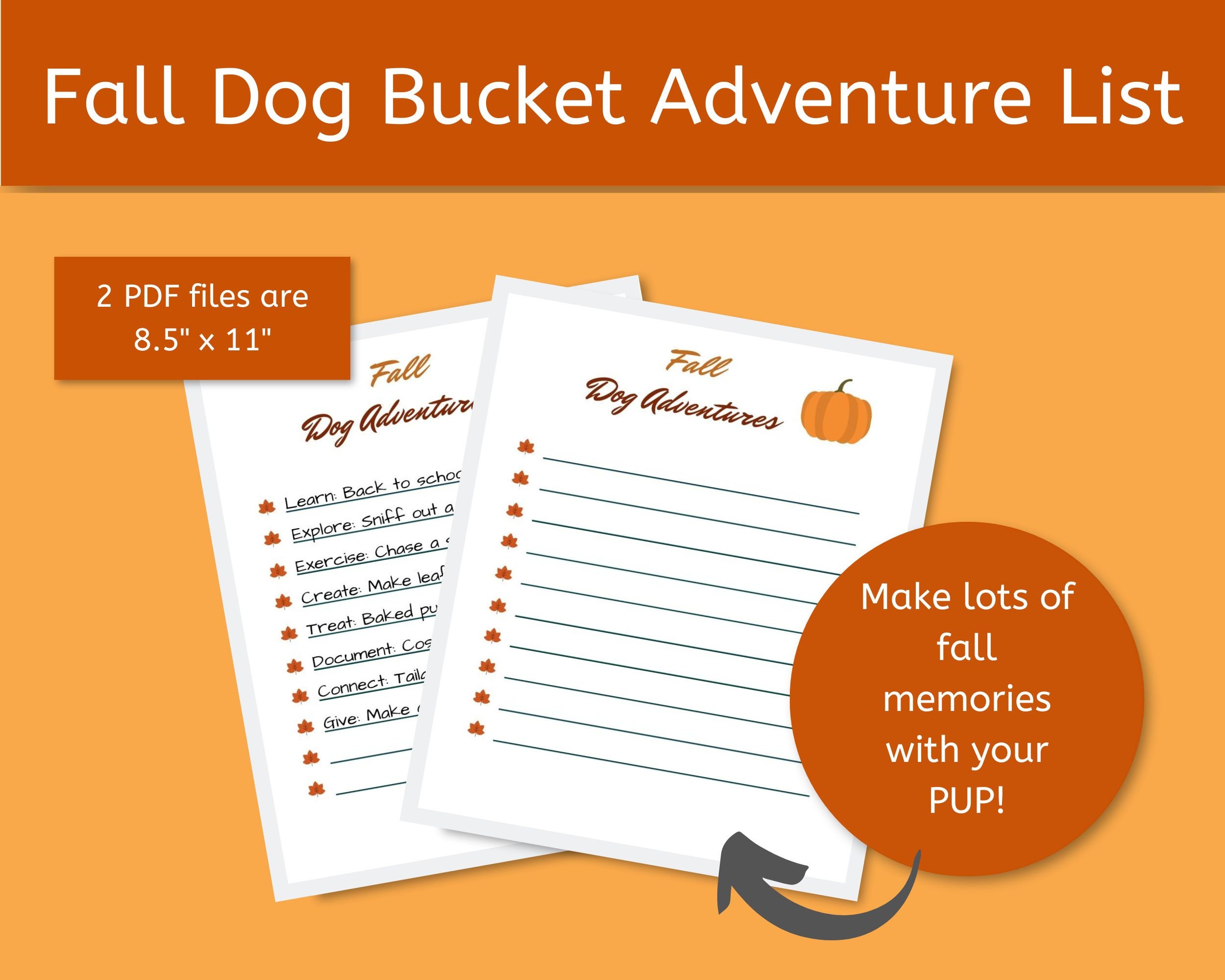 FALL Dog Bucket List Adventure Activities Digital Download Printable - Etsy