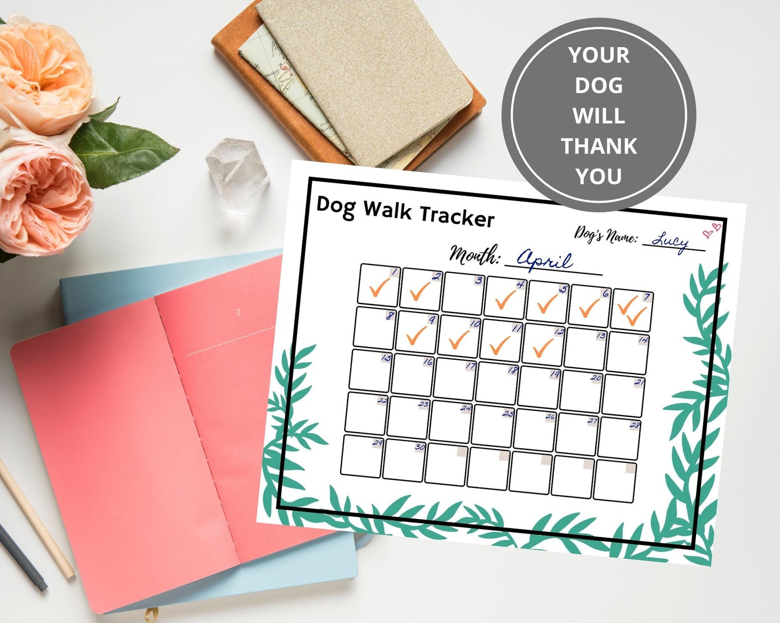 Dog Walk Tracker Digital Download Printable | Dog Schedule Calendar - Etsy