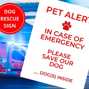 Pet Alert Dog Inside Emergency Sign Digital Download Printable - Etsy