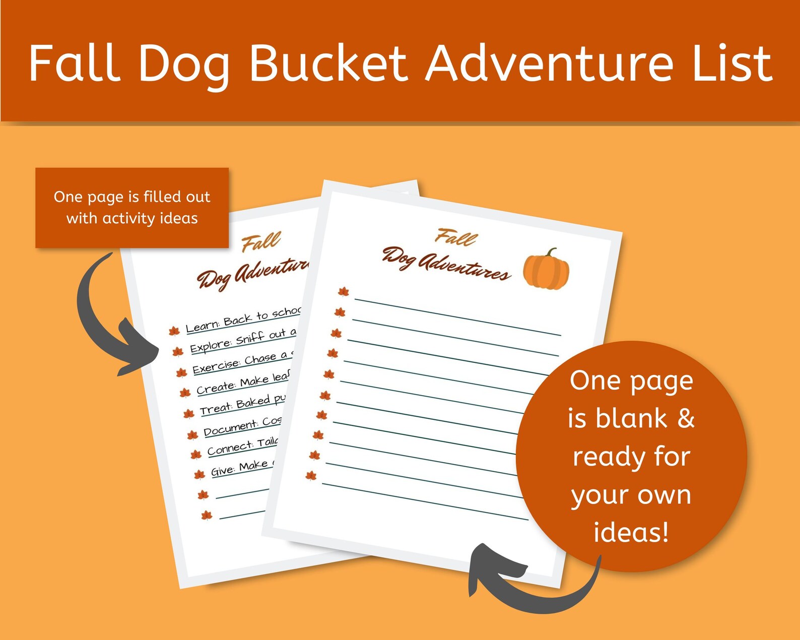 FALL Dog Bucket List Adventure Activities Digital Download Printable - Etsy