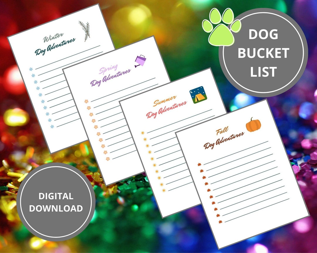 Dog Bucket List BUNDLE Blank Template Digital Download Printable - Etsy