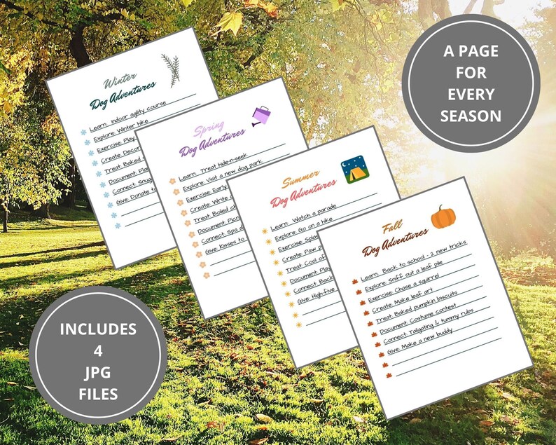 Dog Bucket List 4 Seasons Digital Download Printable - Etsy