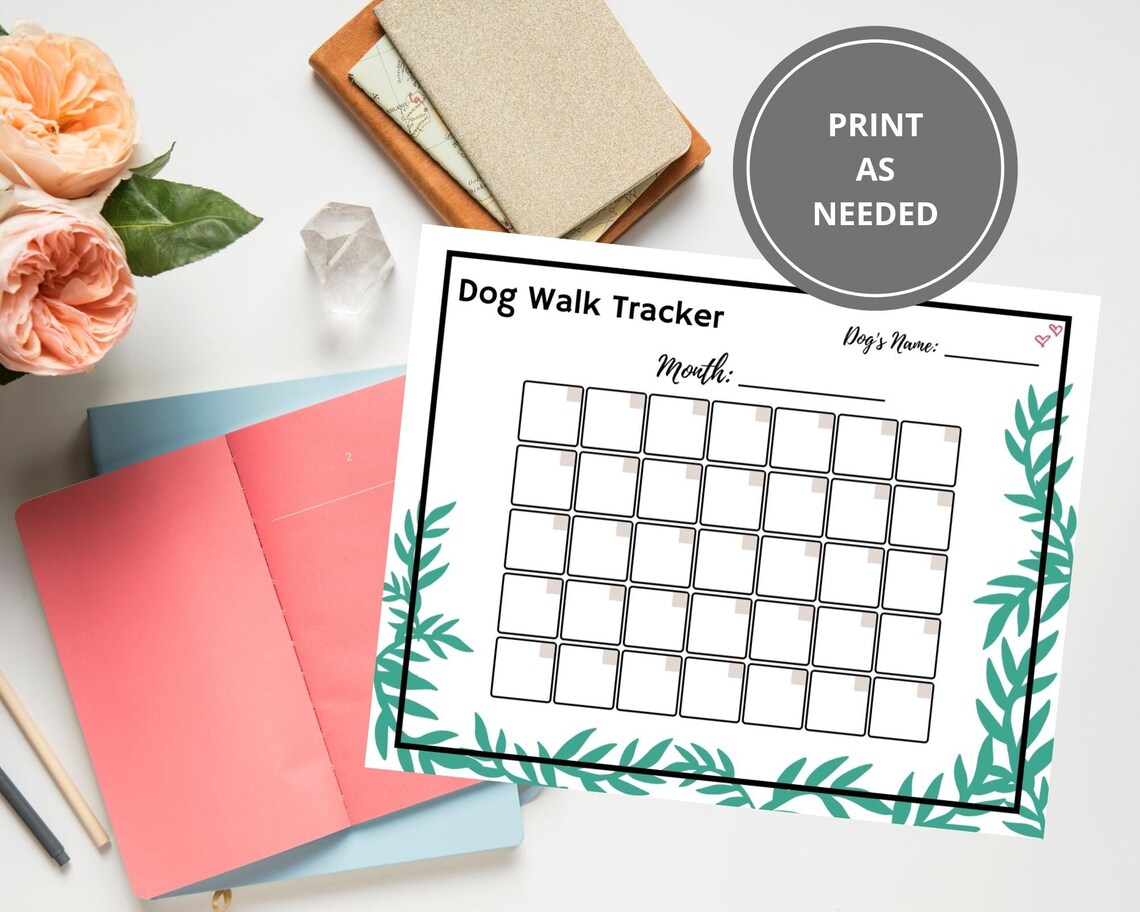 Dog Walk Tracker Digital Download Printable | Dog Schedule Calendar - Etsy