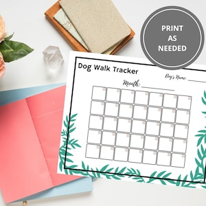 Dog Walk Tracker Digital Download Printable | Dog Schedule Calendar - Etsy