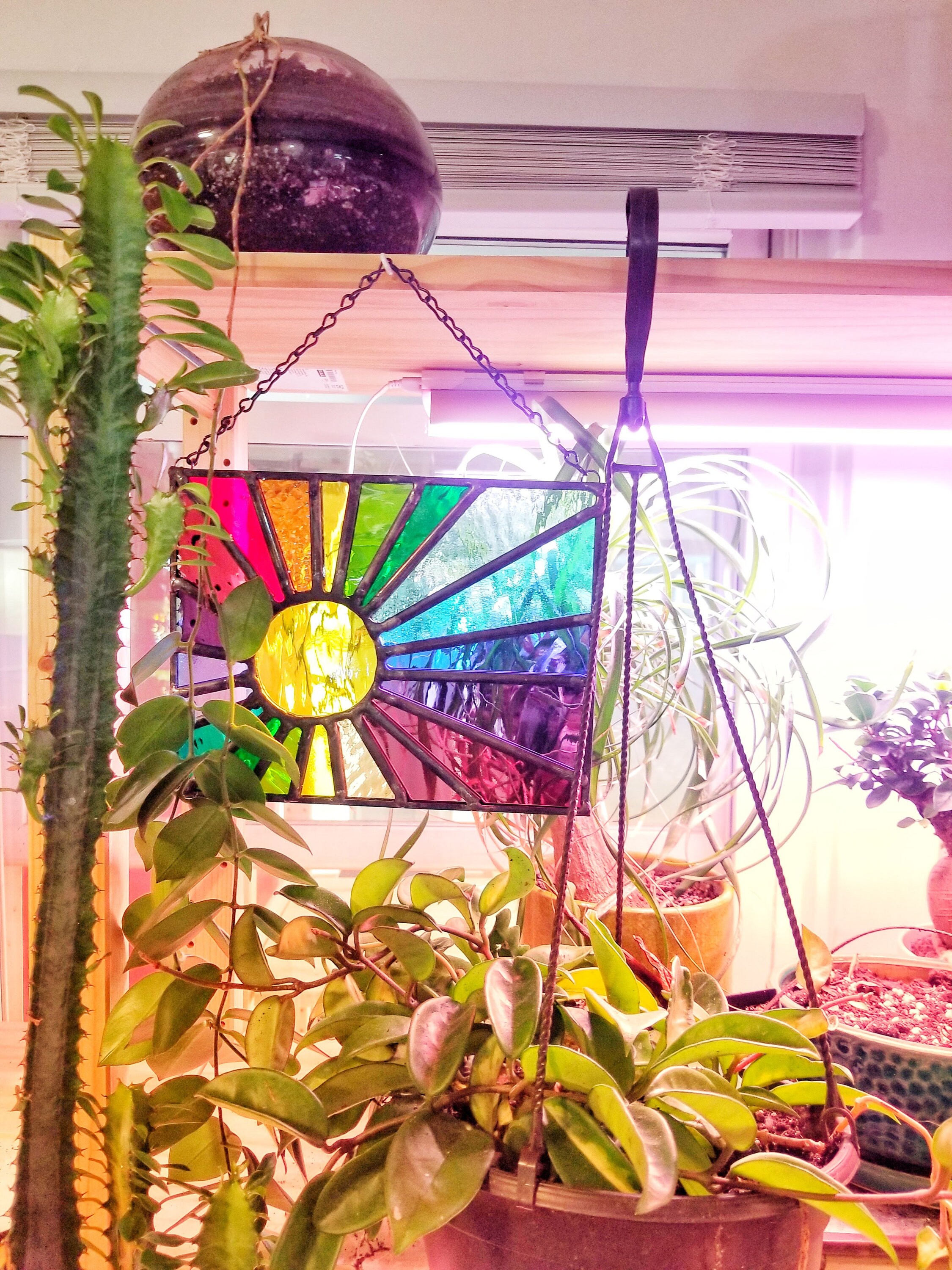 Rainbow Sunburst Stained Glass Window Panel - Etsy