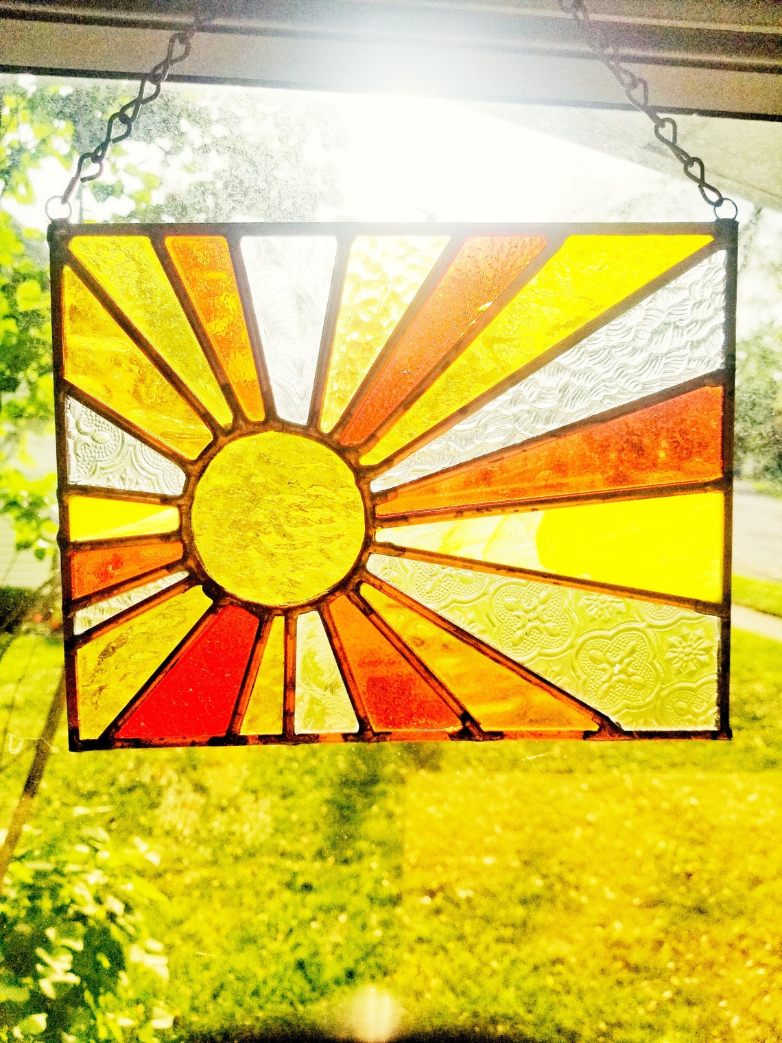 Sunburst / Stained Glass Window Hanging Panel - Etsy