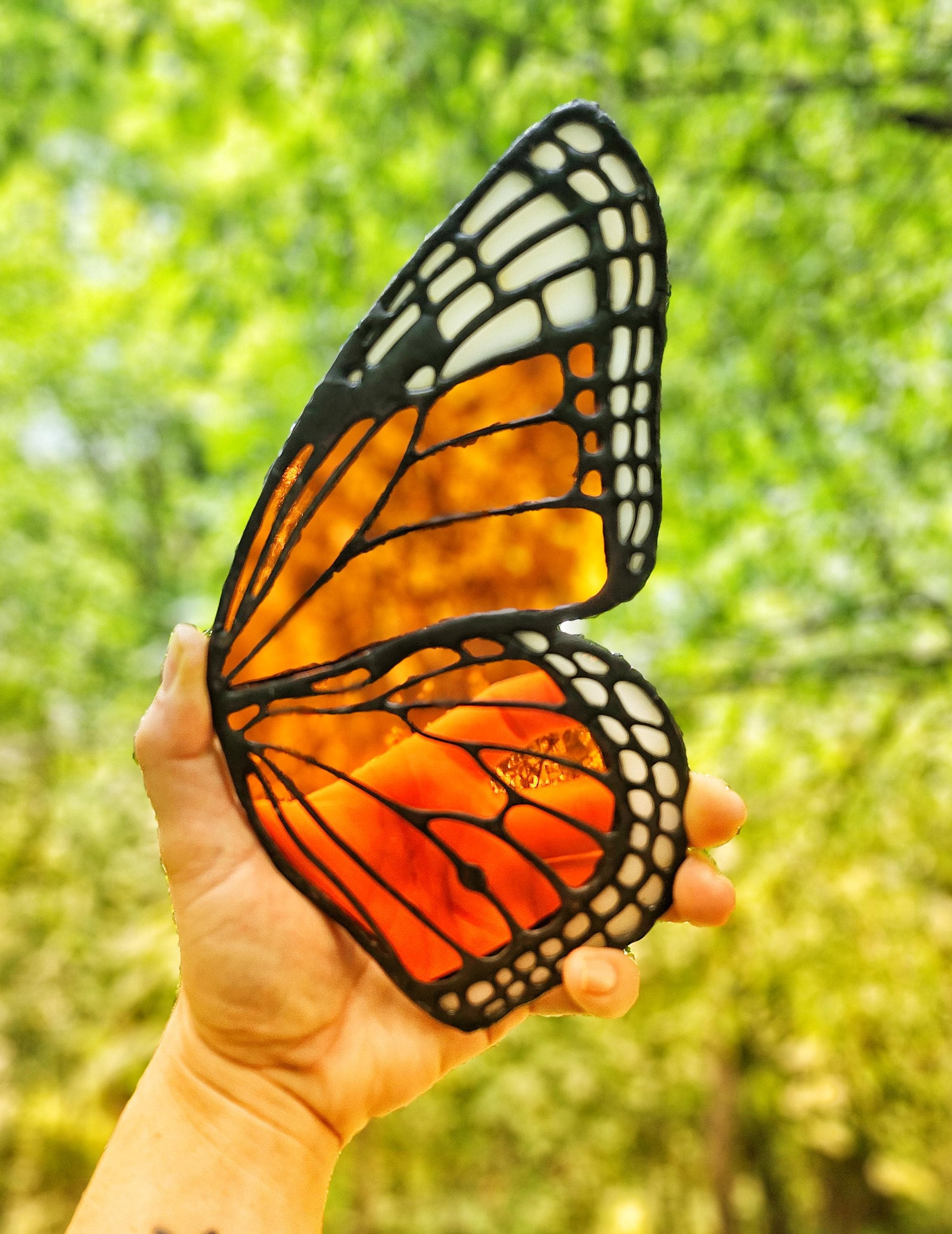 Stained Glass Monarch Wing – Handmade Sun Catcher - Etsy