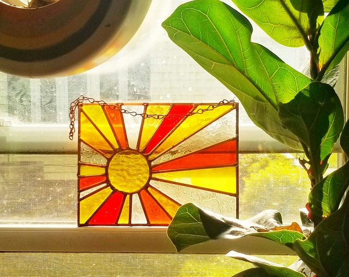 Sunburst / Stained Glass Window Hanging Panel - Etsy