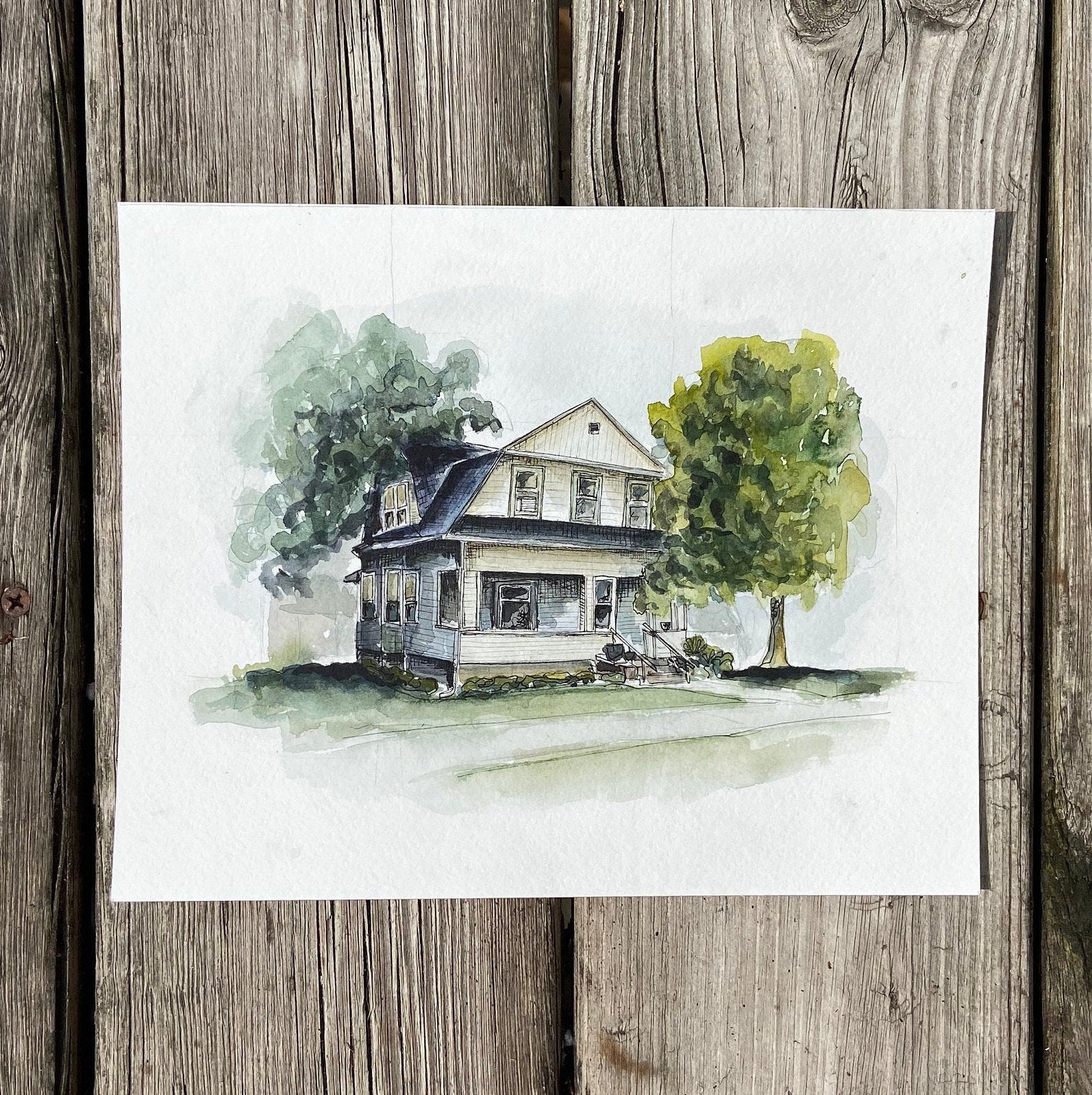 Custom Watercolor House Portrait Hand Painted Original | Etsy