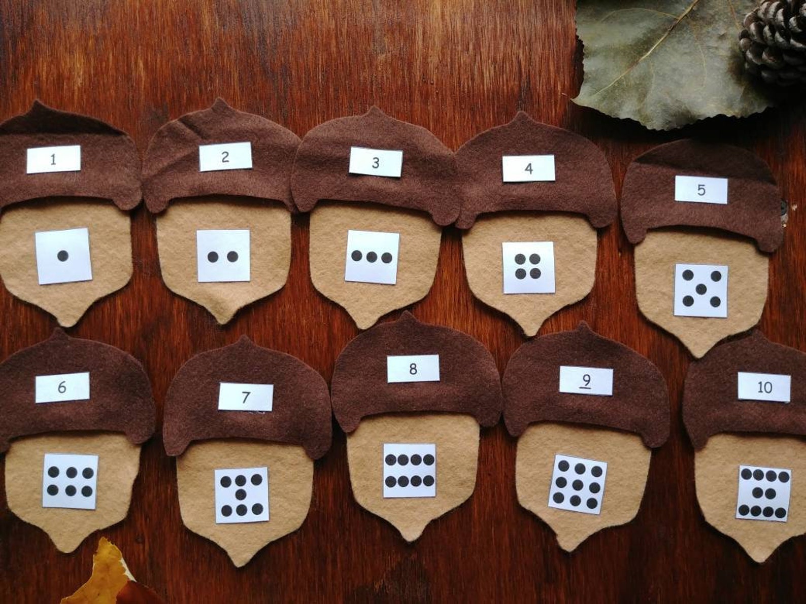 Matching Acorn Math Felt Activity | Etsy