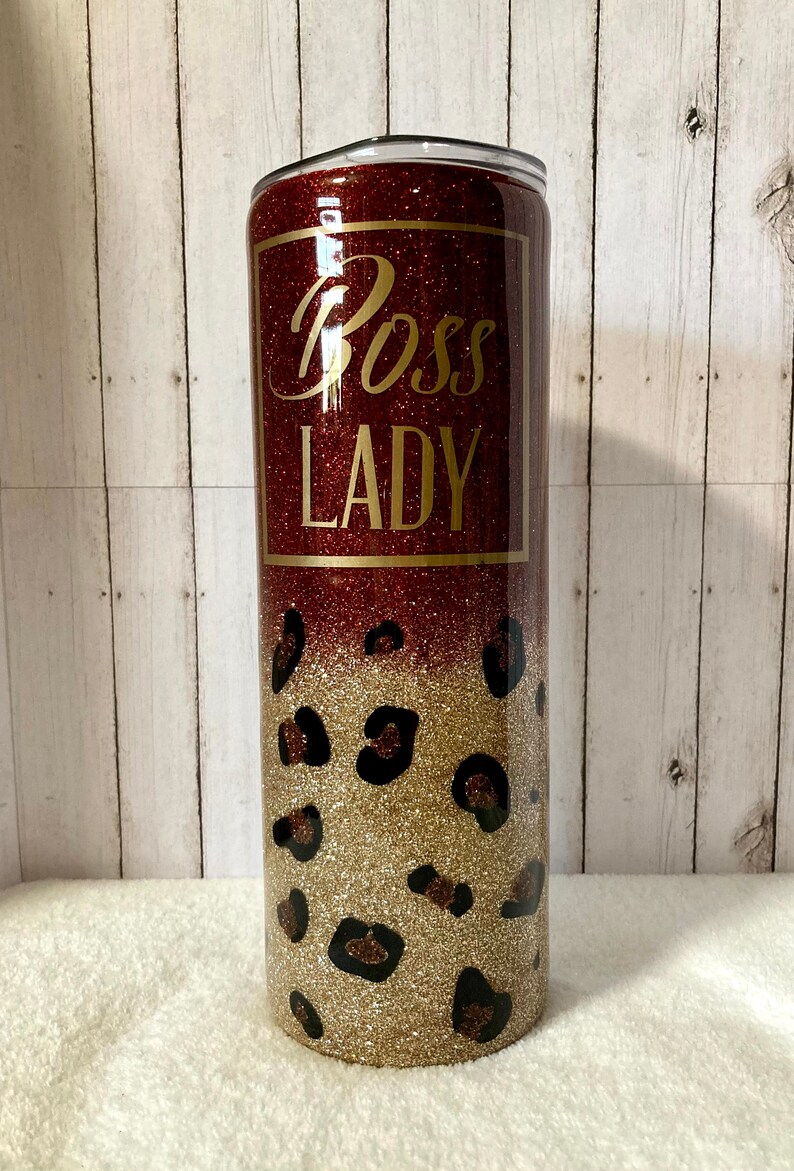 Boss Lady Leopard Spot Ombre Glitter Tumbler Etsy