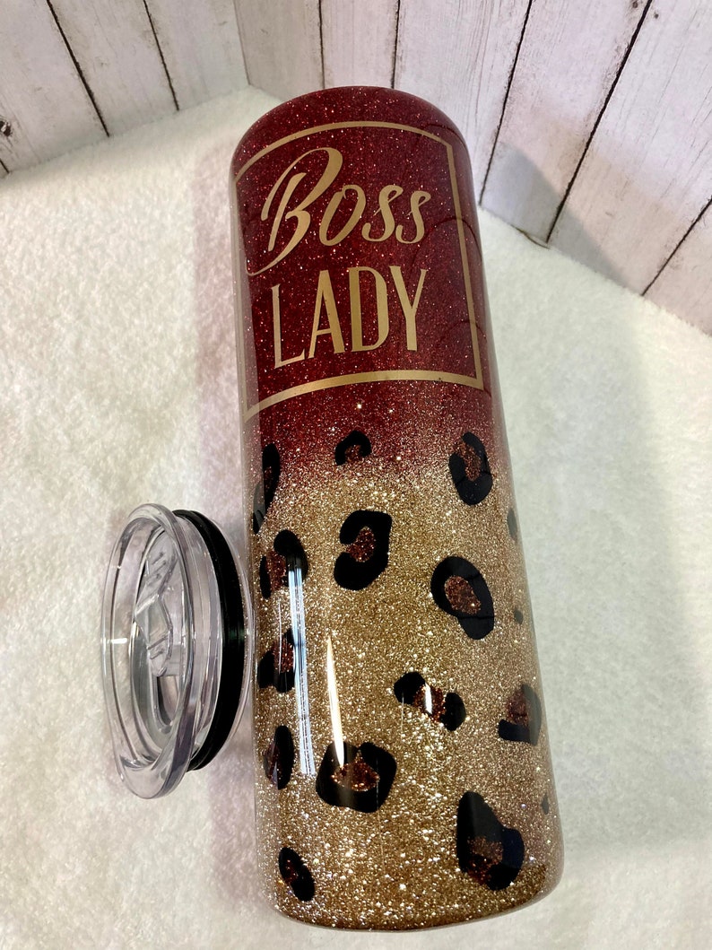 Boss Lady Leopard Spot Ombre Glitter Tumbler Etsy