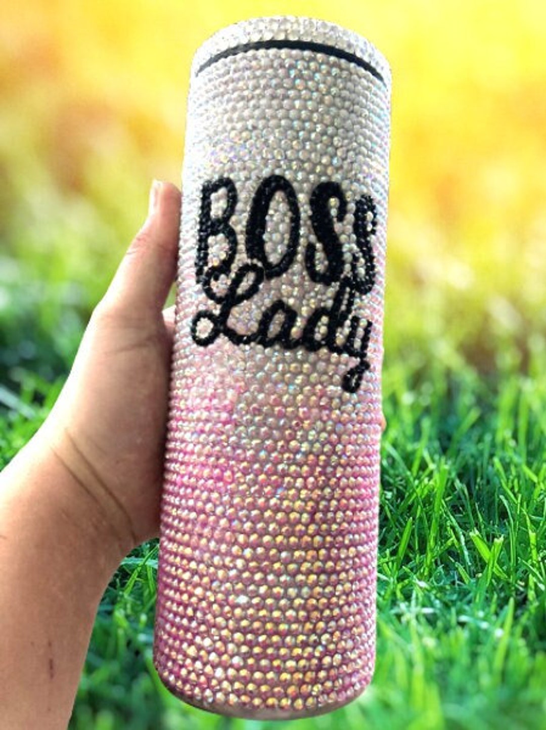 Boss Lady Pink Ombre Rhinestone Tumbler! - Etsy