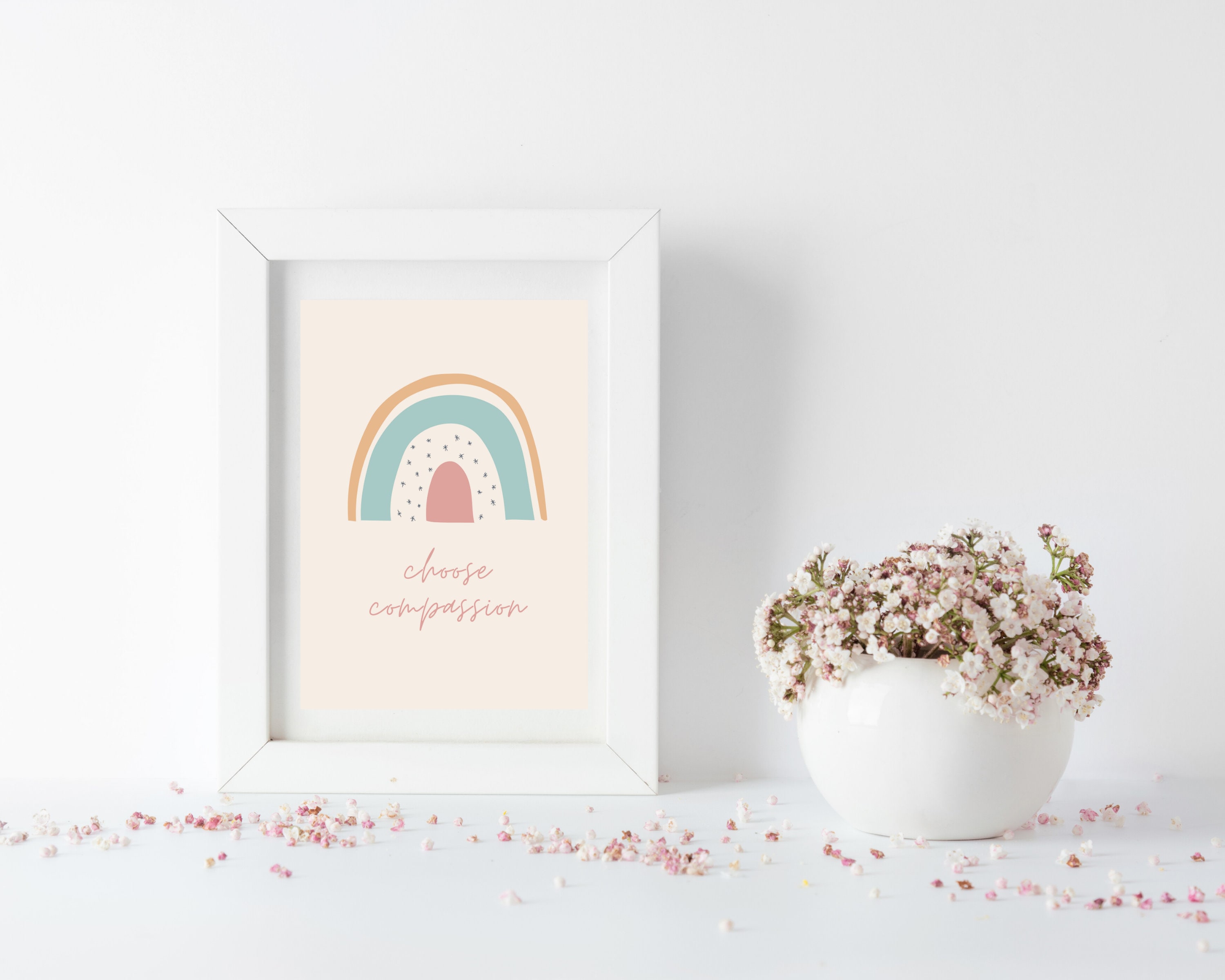 Choose Compassion Rainbow Digital Print Rainbow Print, Nursery Prints ...