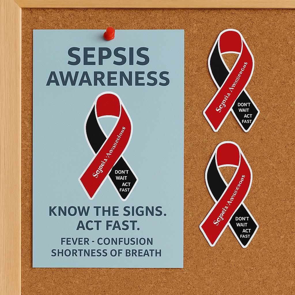 50 Sepsis Awareness Ribbon Stickers, Health Advocacy and Educational ...