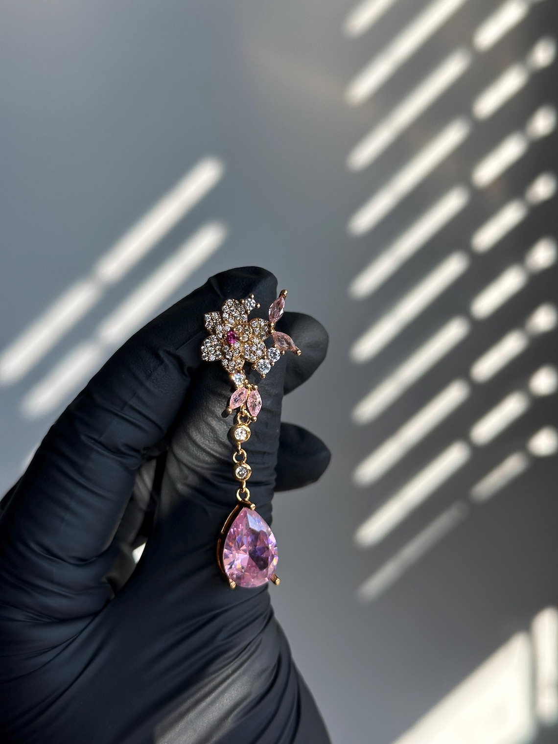 Large Dangle Nose Ring. Flower Dangle Nose Ring. Pink Dangle Nose Ring ...