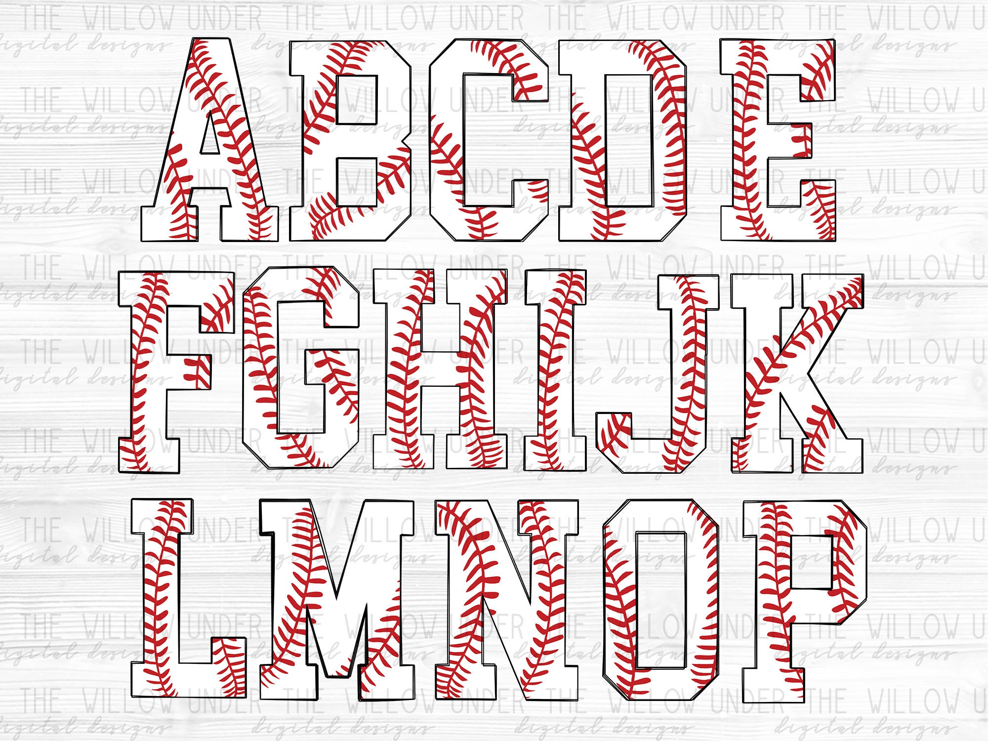 Baseball Letters PNG Alphabet PNG Instant Download - Etsy