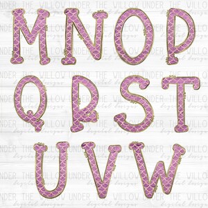 Mermaid Scale Glitter Pink Doodle Letters PNG Alphabet PNG - Etsy