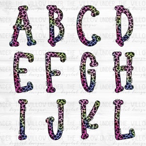 Leopard Doodle Letters PNG Alphabet PNG Cheetah Instant - Etsy
