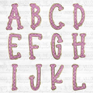 Mermaid Scale Glitter Pink Doodle Letters PNG Alphabet PNG - Etsy
