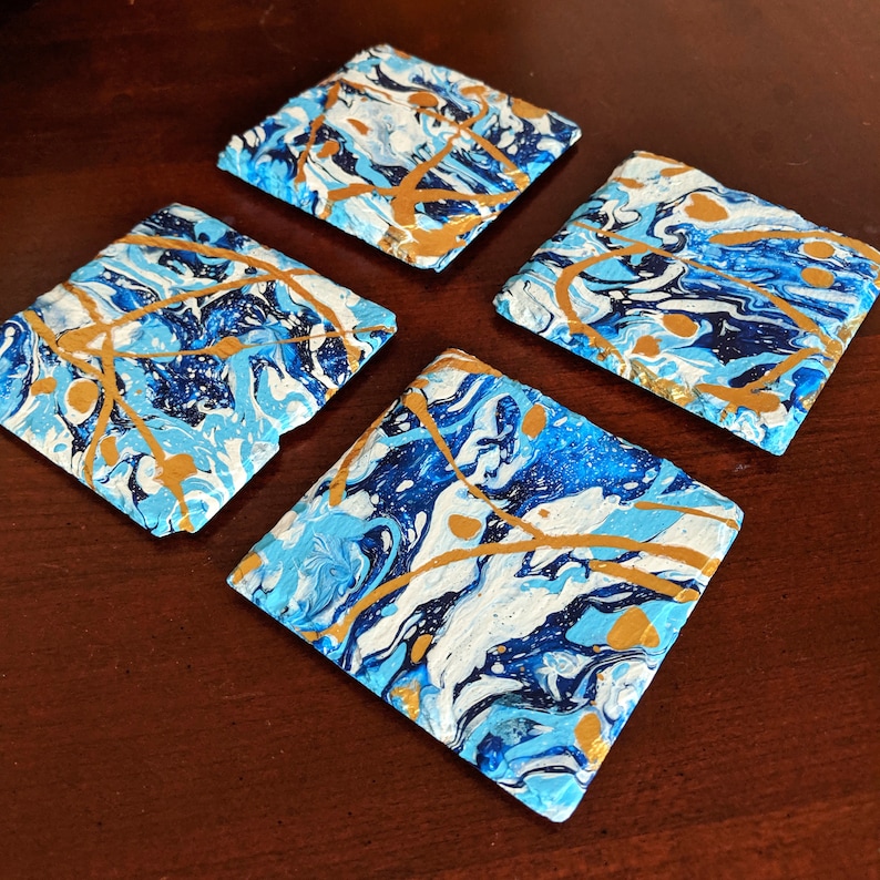 CUSTOM Handpainted Slate Coasters (set of 4) - Unique, One of a Kind ...