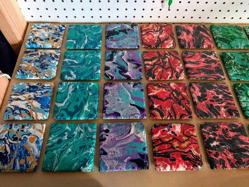CUSTOM Handpainted Slate Coasters (set of 4) - Unique, One of a Kind ...