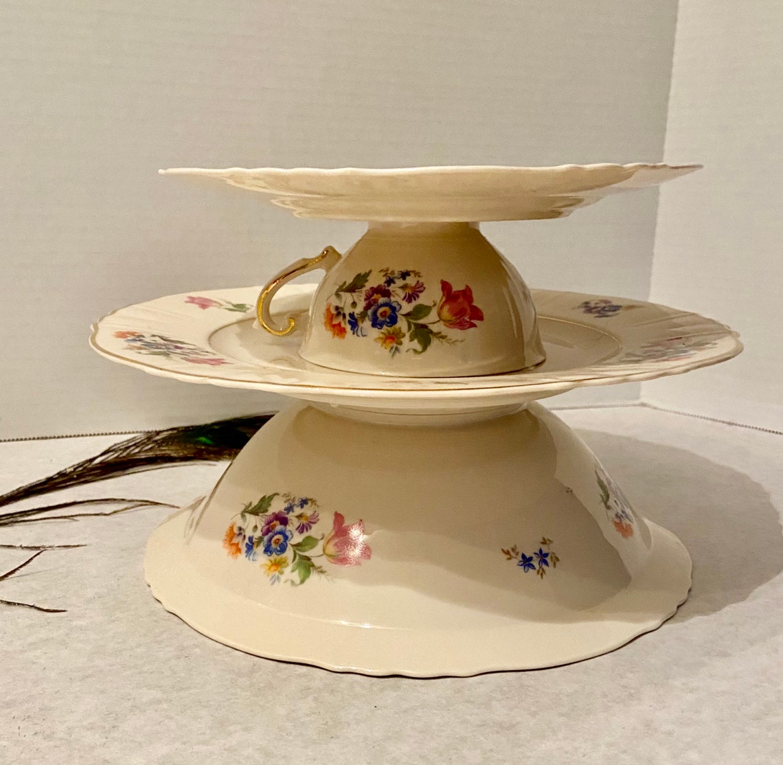 Tiered Tea Sandwich Stand or Footed Bowl Re'chic - Etsy