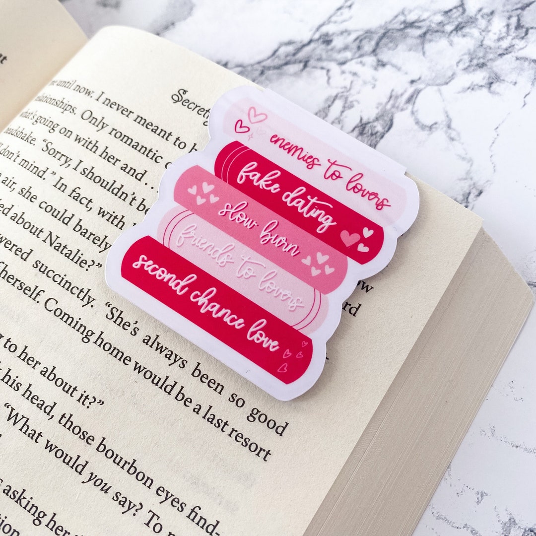 Romance Tropes Book Stack Magnetic Bookmark Holographic Bibliophile Page Marker Book Lover ...