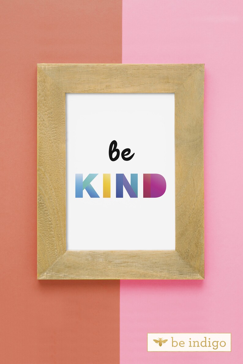 Be Kind Poster Motivational Poster for Kids Sign for | Etsy