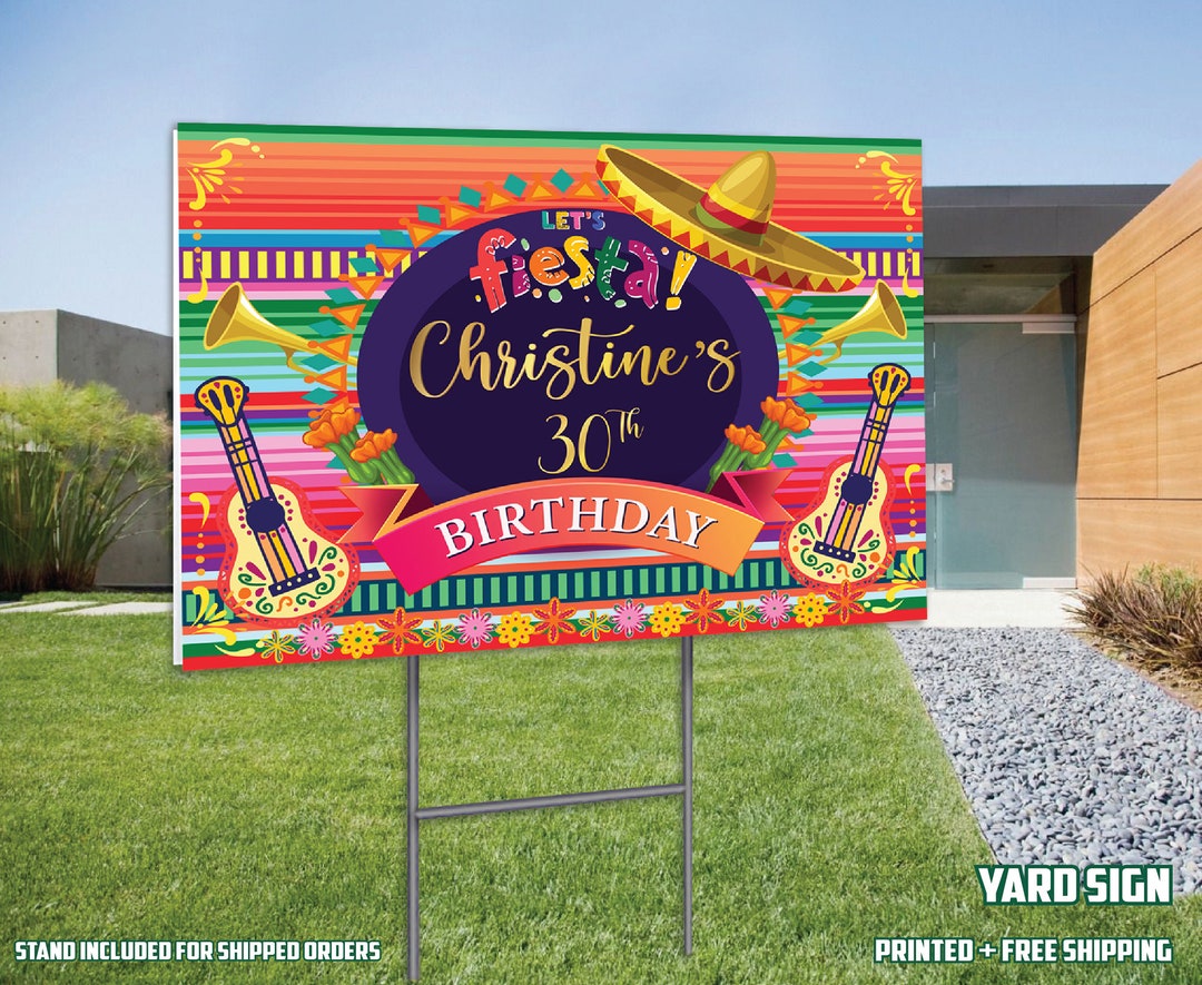 Fiesta Birthday Yard Sign, Mexican Sign, Printed and Shipped - Etsy