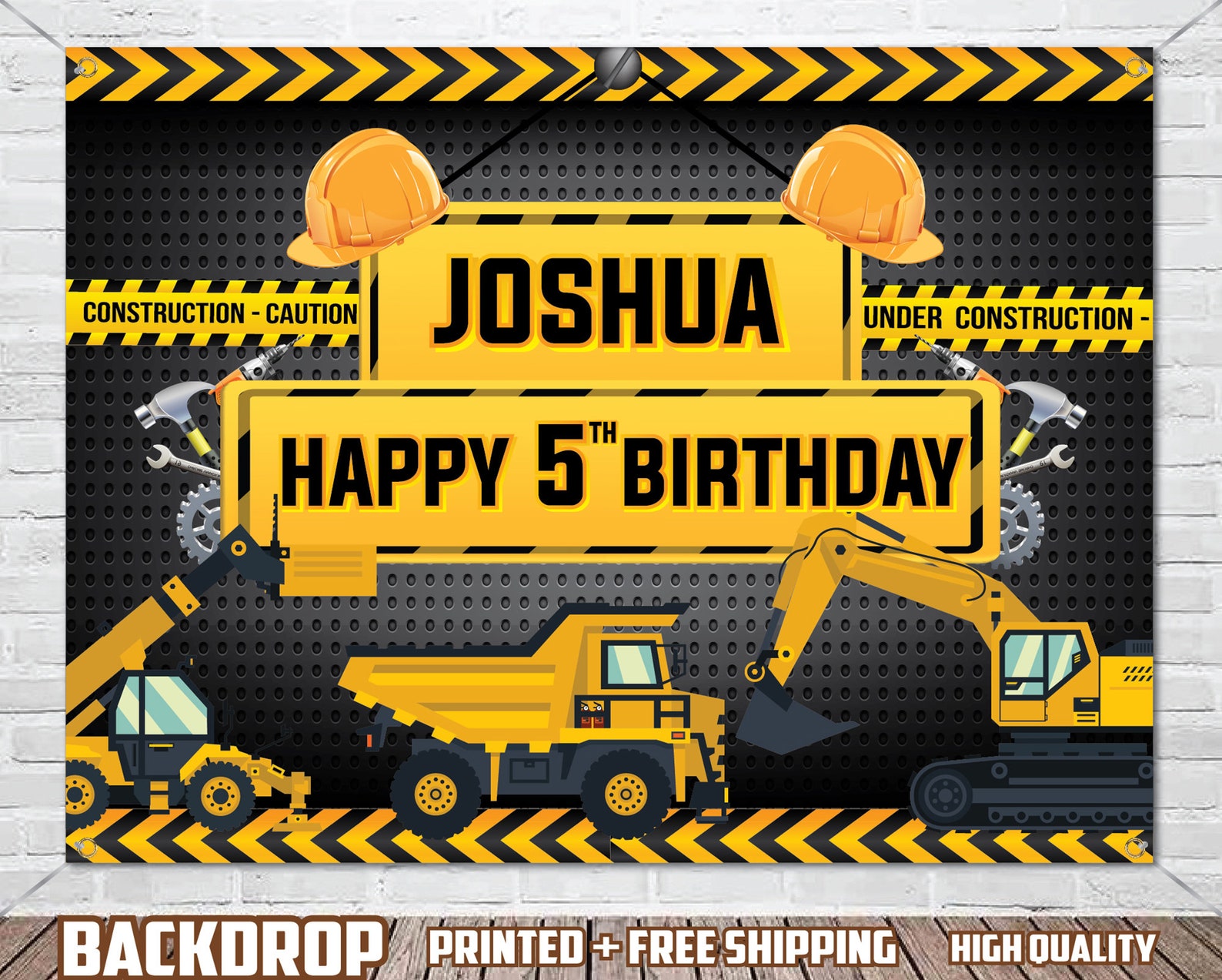 Construction Birthday Backdrop - Etsy