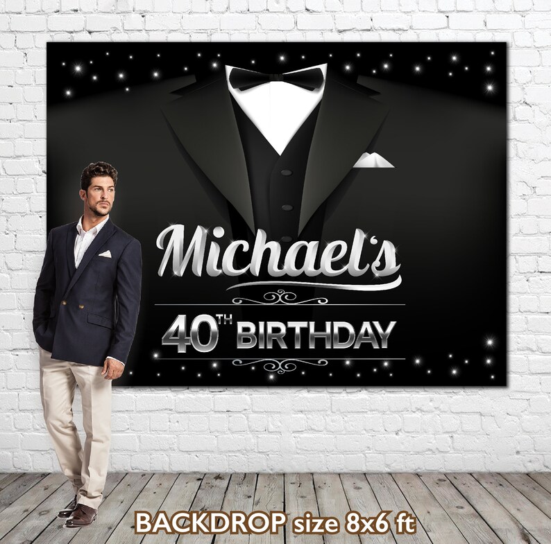 Tuxedo Birthday Backdrop - Etsy