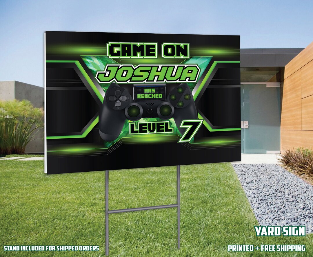 Video Game Birthday Yard Sign Green - Etsy
